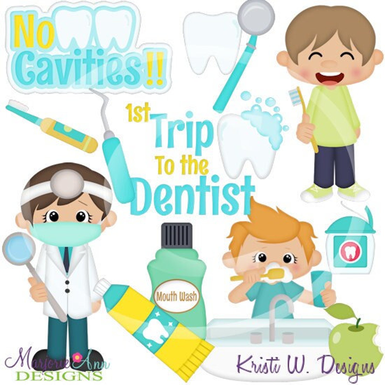 No Cavities Boys Clip Art-digital Clipart-png Clip Art-digital - Etsy