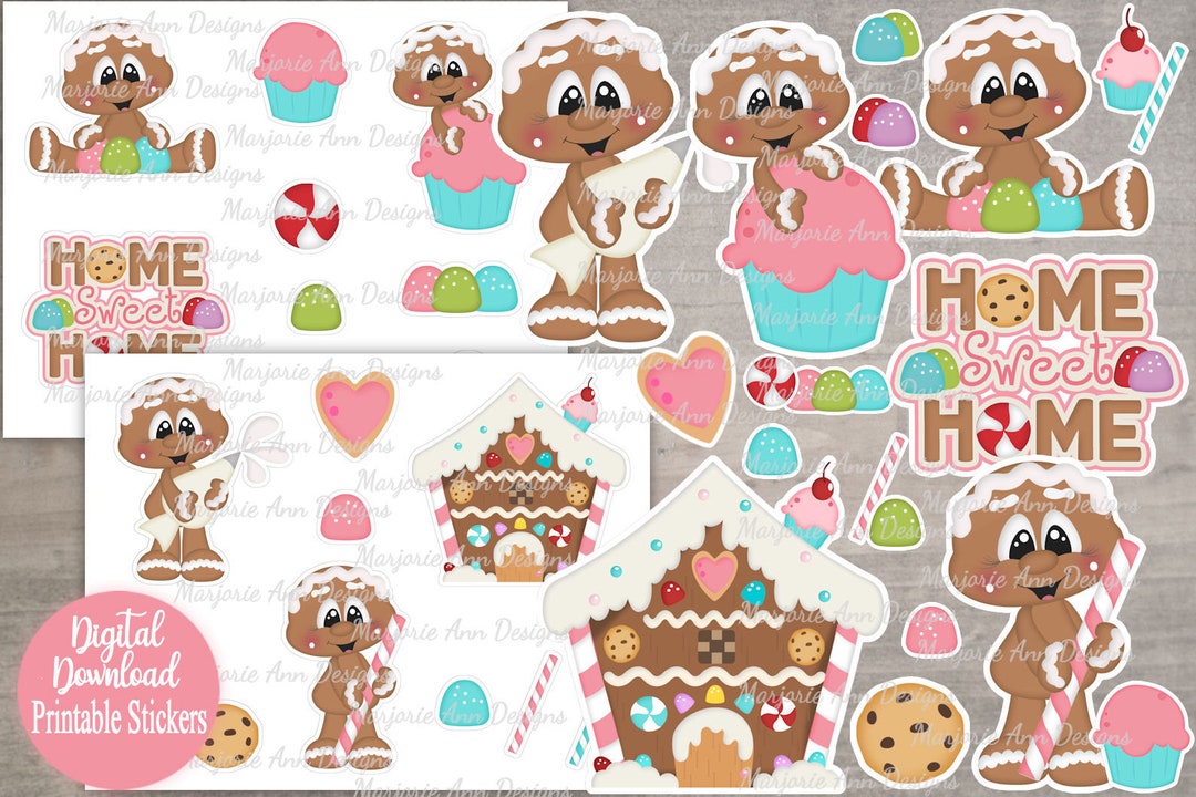 Baking Gingers Printable Stickers, Digital Collage Printable Sheets ...