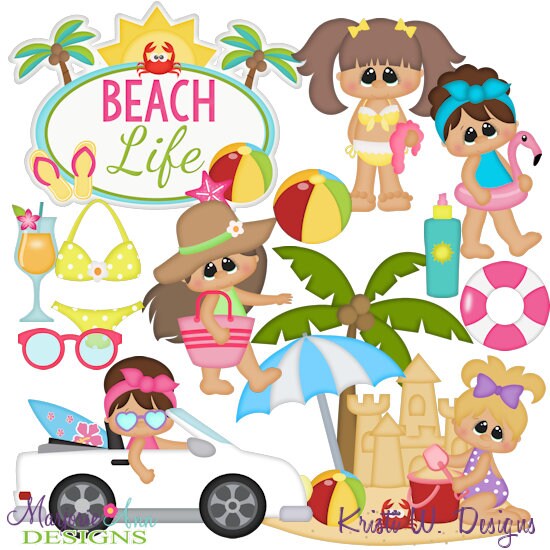 Day at the Beach Girls Clip Art-digital Clipart-png Clip Art-digital ...