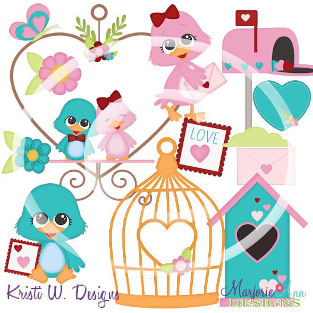 Birdy Love Valentine Clip Art-digital Clipart-png Clip Art-digital ...