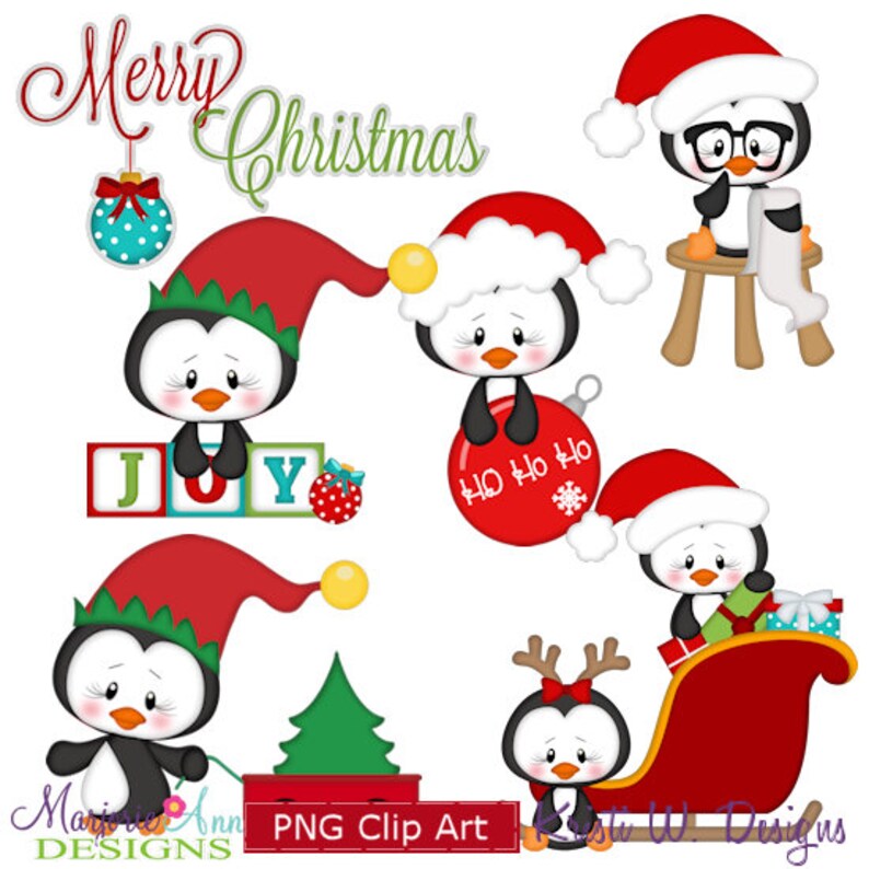 Christmas Penguins 2 Christmas Clipart-instant - Etsy