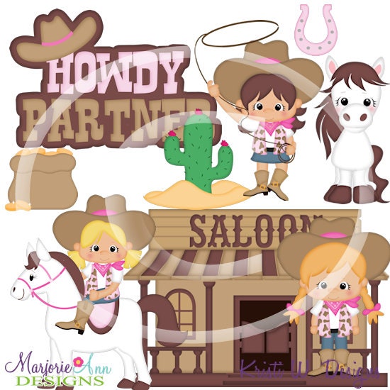 Digital Scrapbooking-howdy Partner Girls Clipart-instant - Etsy