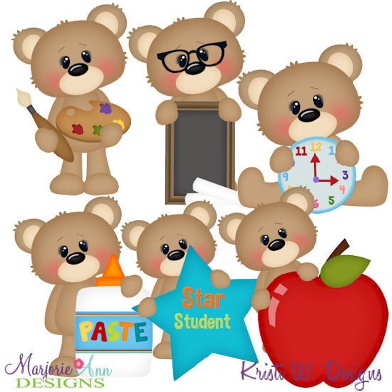 Back to School Bears Clip Art-instant Download-digital | Etsy