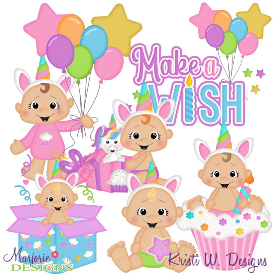 Baby Birthday-girl Clip Art-instant Download-digital - Etsy