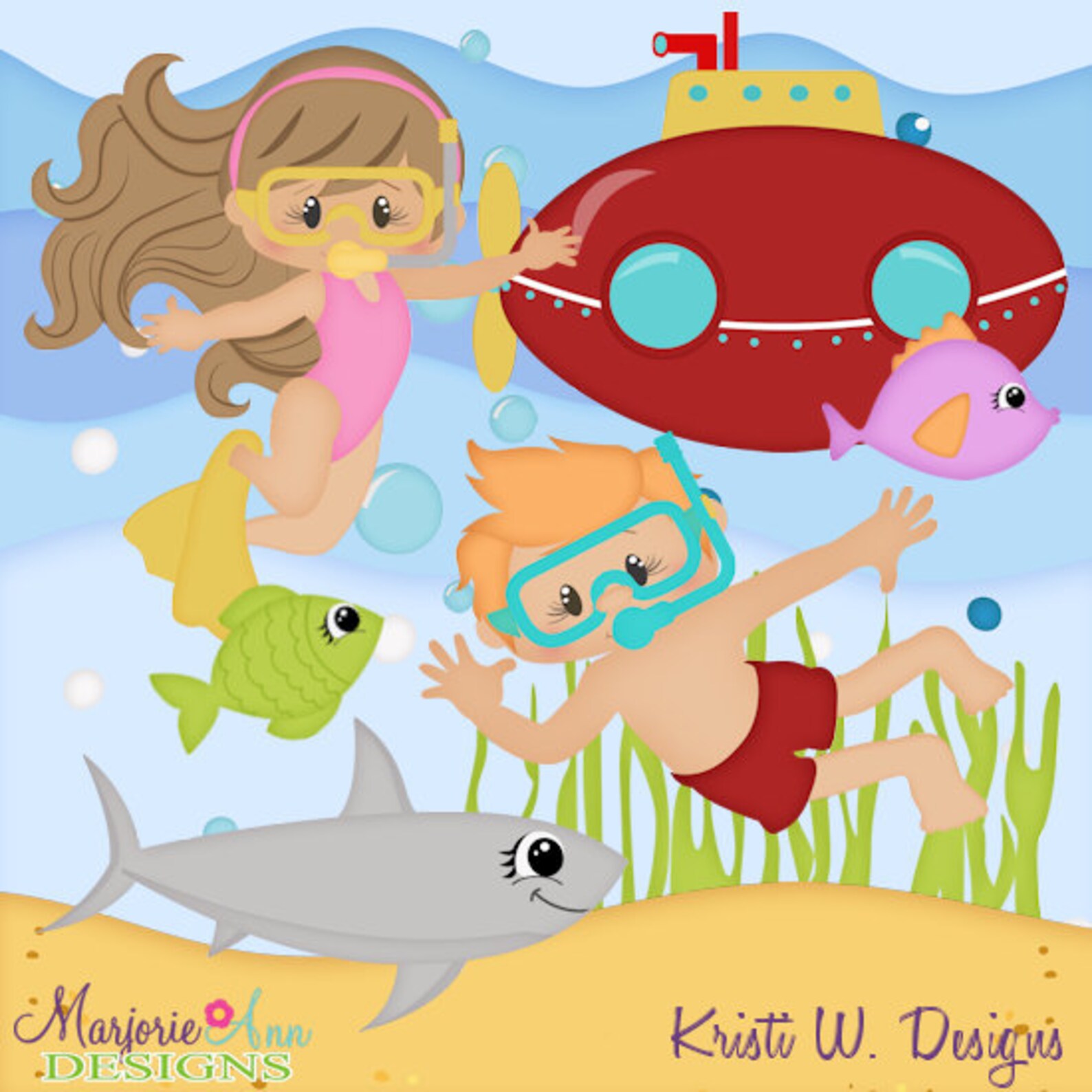 Diving Fun Clip Art-digital Clipart-png Clip Art-digital - Etsy
