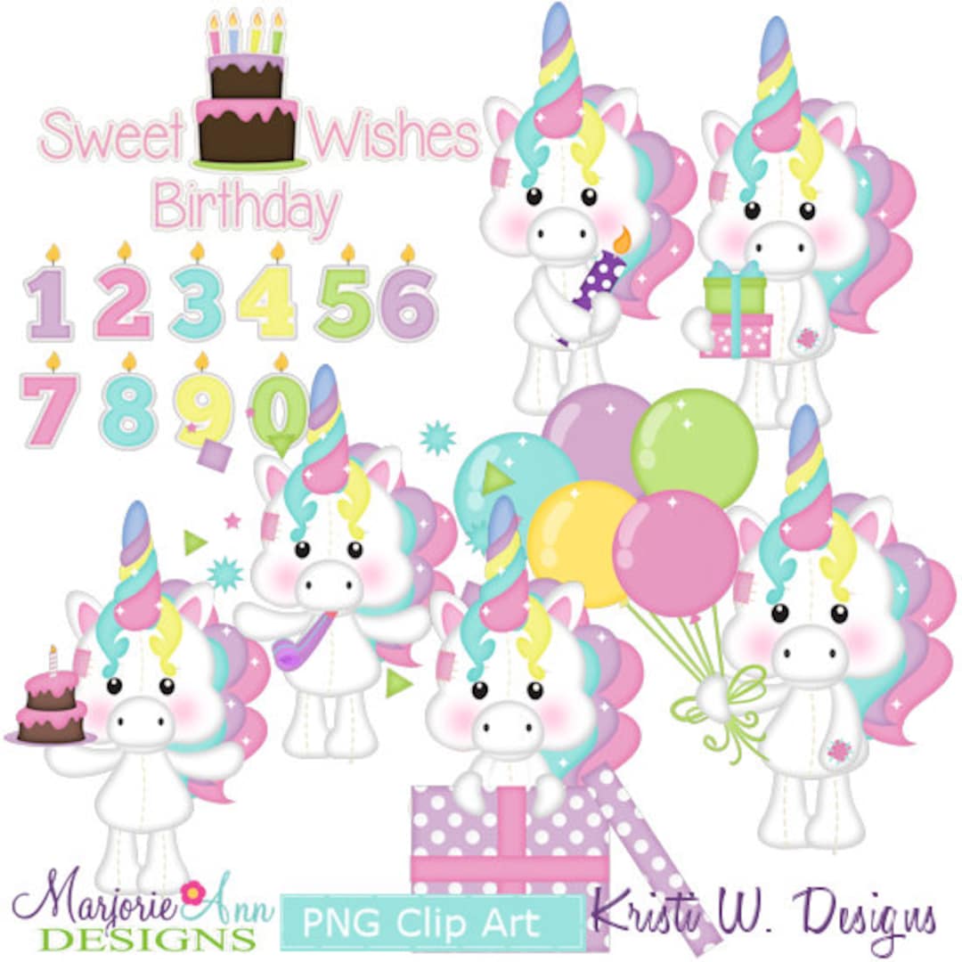 Magical Unicorns Birthday EXCLUSIVE Clipart-instant - Etsy