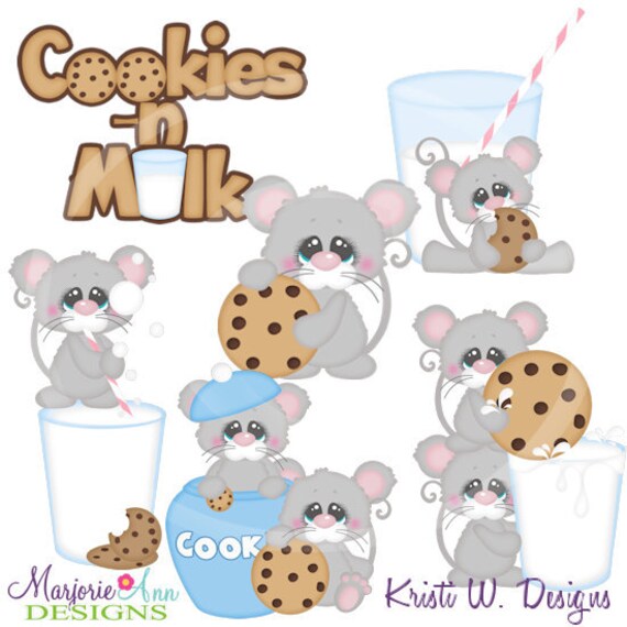 Digital Scrapbooking-cookies & Milk Mice Clipart-instant | Etsy
