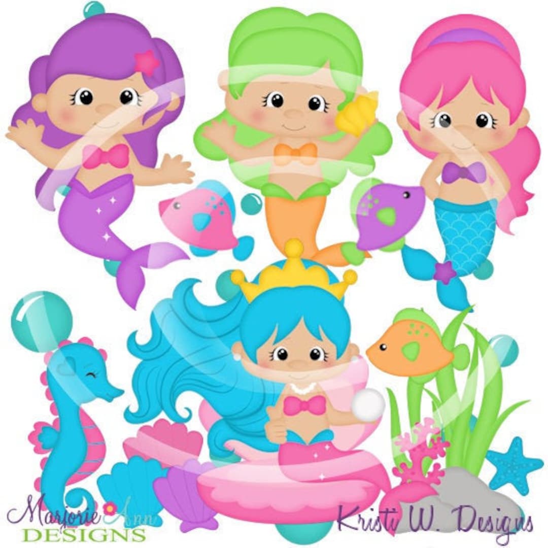 Pretty Mermaids Clipart-digital Clipart-png Clip Art-digital ...