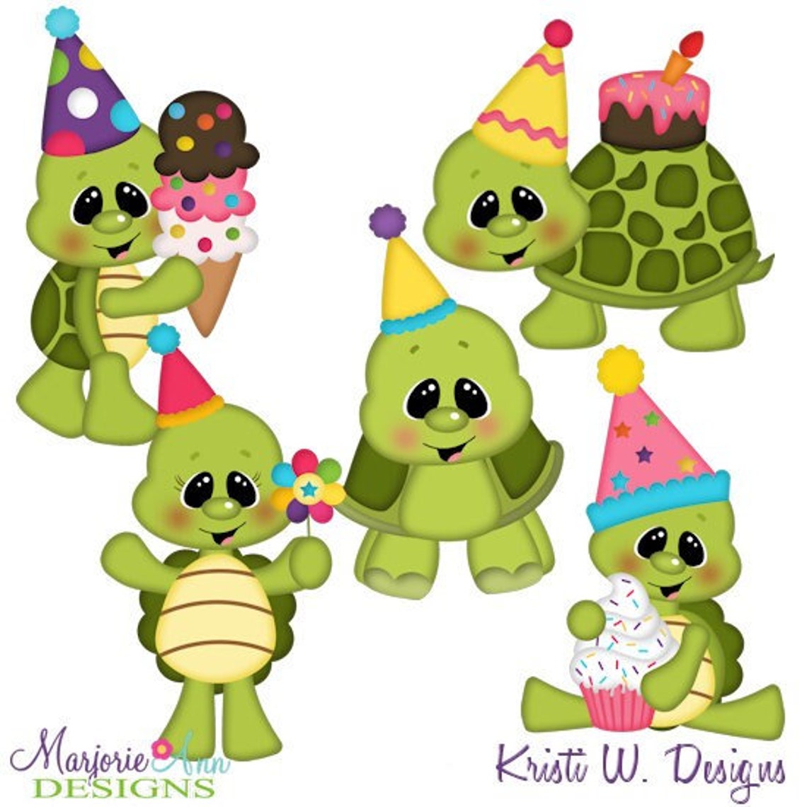 Birthday Turtles Clipart-digital Clipart-png Clip Art-digital - Etsy Canada