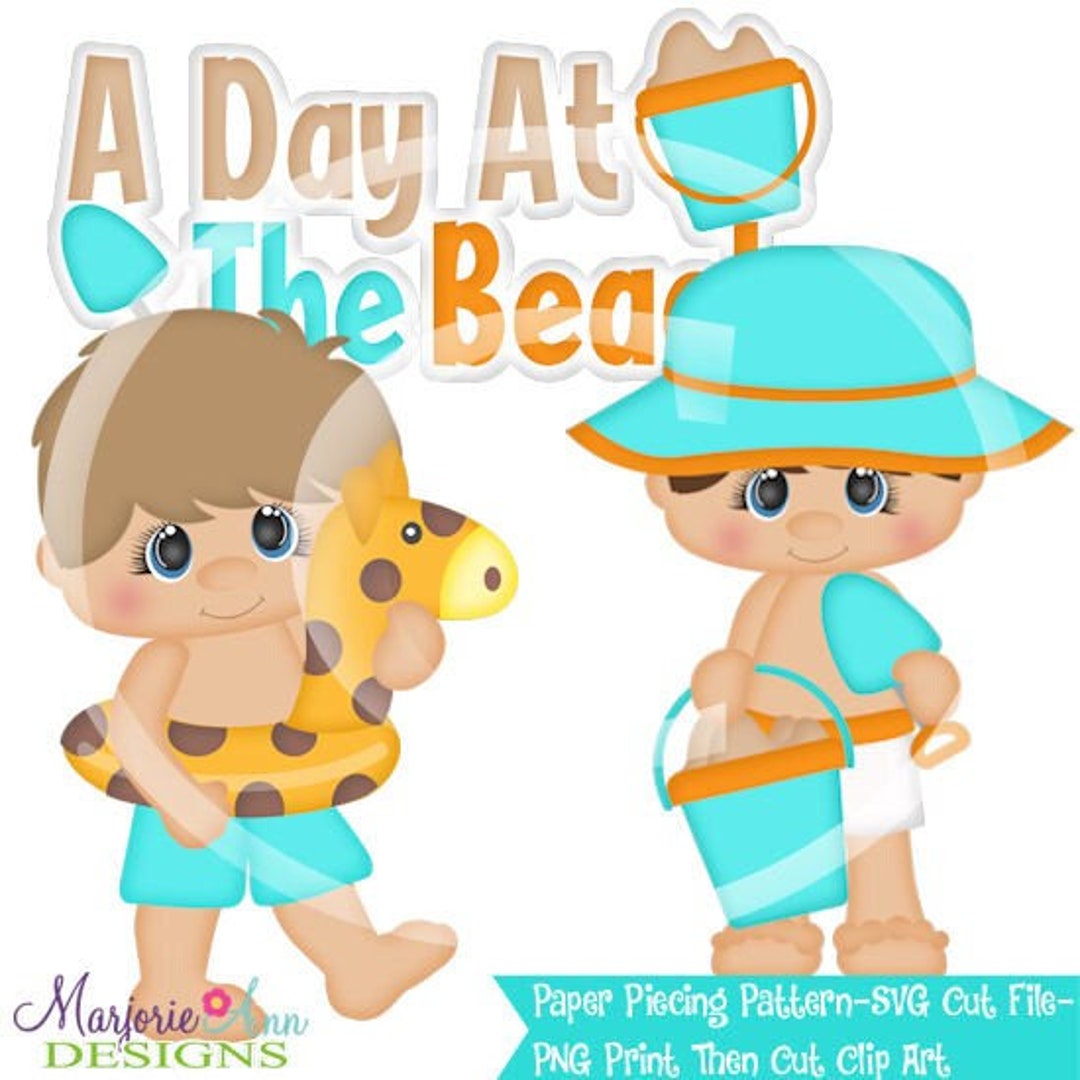 SVG Cut Files Paper Piecing PNG Clip Art Beach Day Boys Instant ...