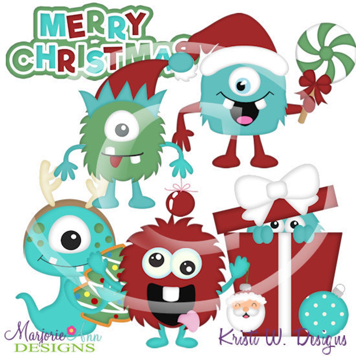 Digital Scrapbooking-christmas Monsters 2 Clipart-instant | Etsy