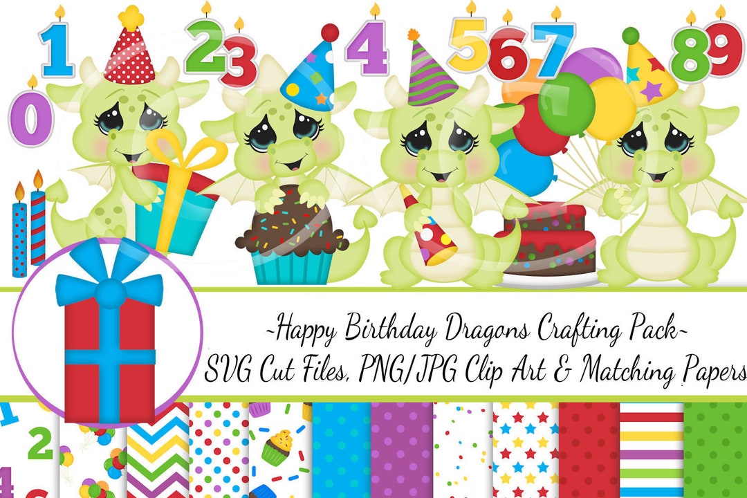 Happy Birthday Dragons Crafting Pack/svg Cutting Files/paper Piecing ...
