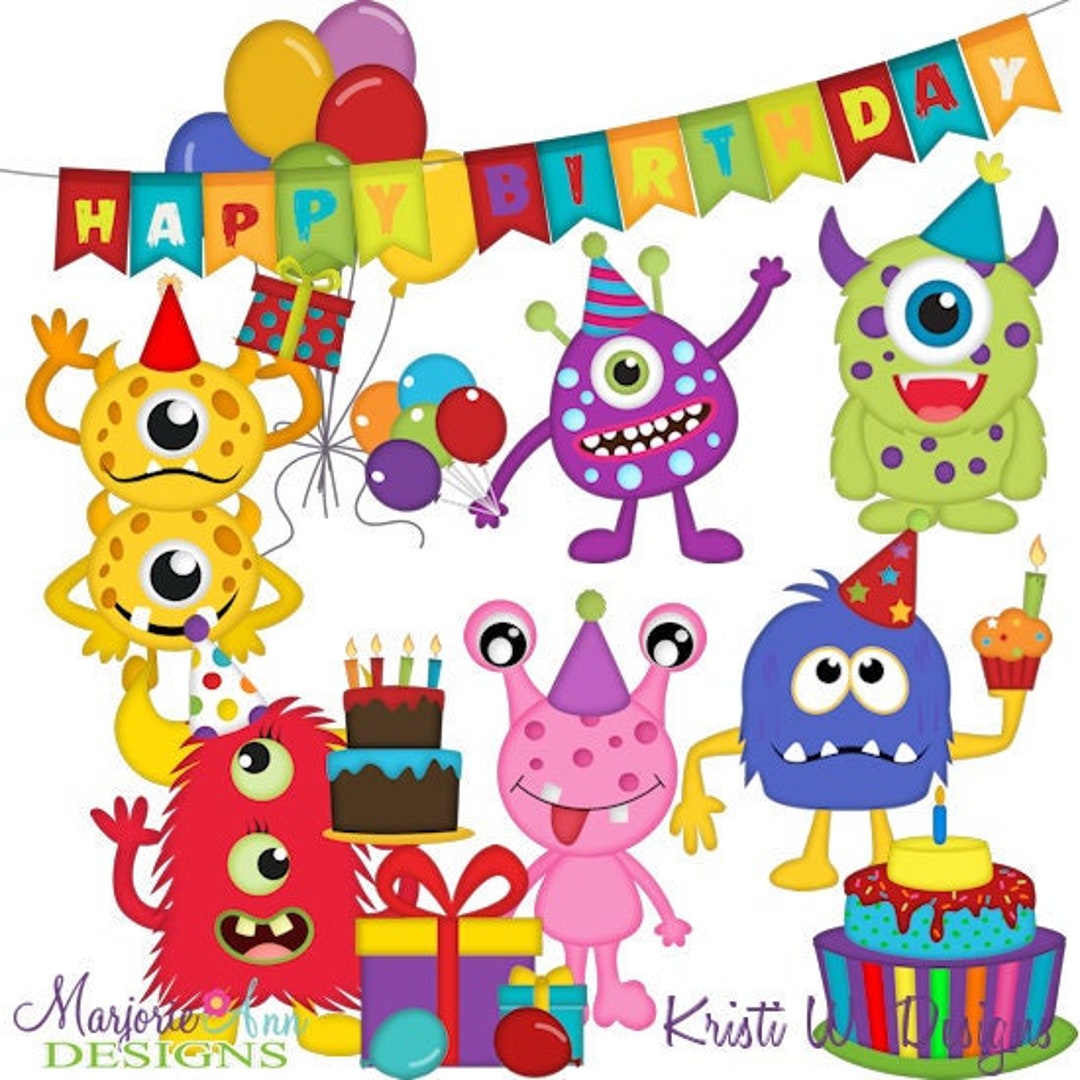 Birthday Monsters Clipart-digital Clipart-png Clip Art-digital ...