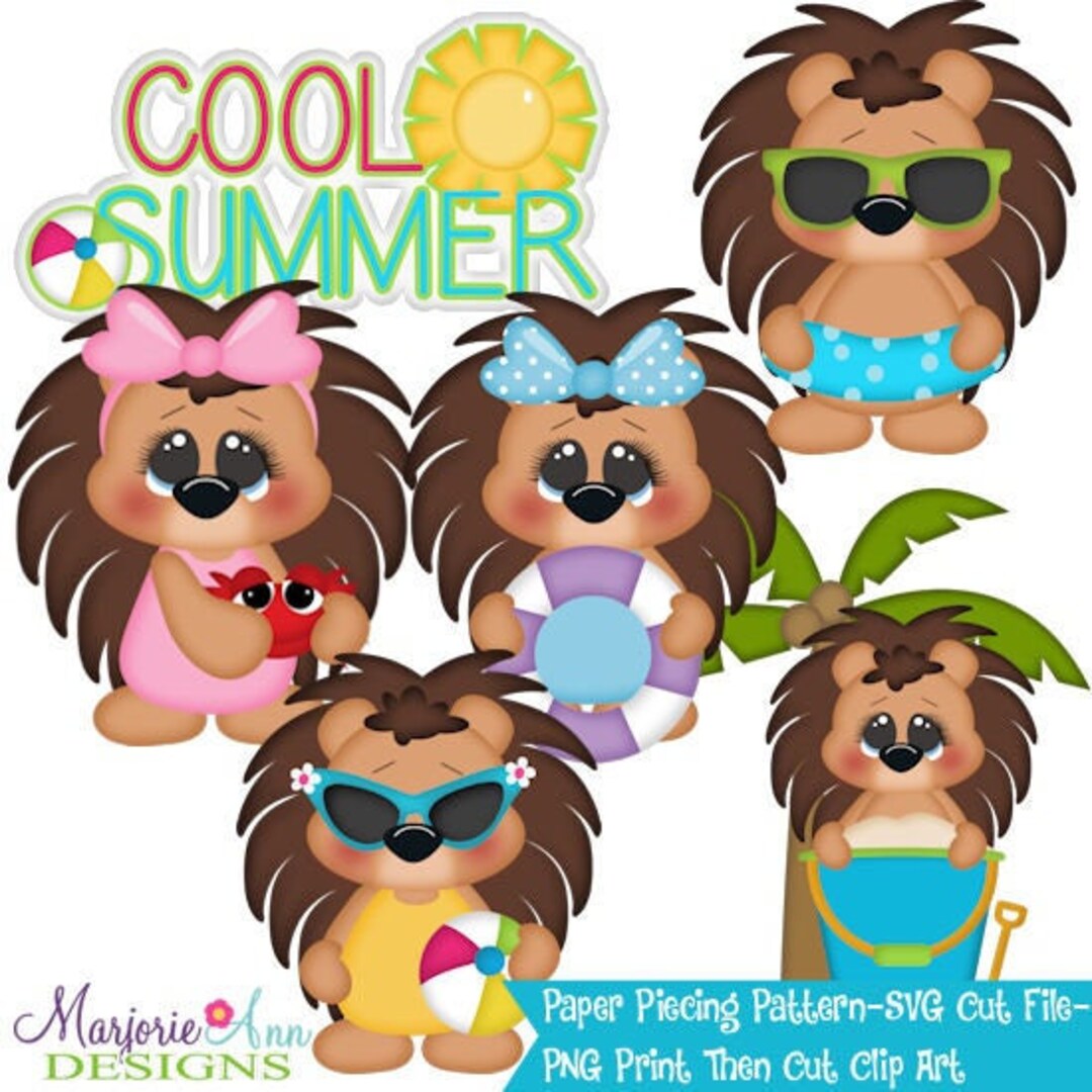SVG Cut Files/paper Piecing/png Clip Art-cool Summer Hedgehogs-instant ...