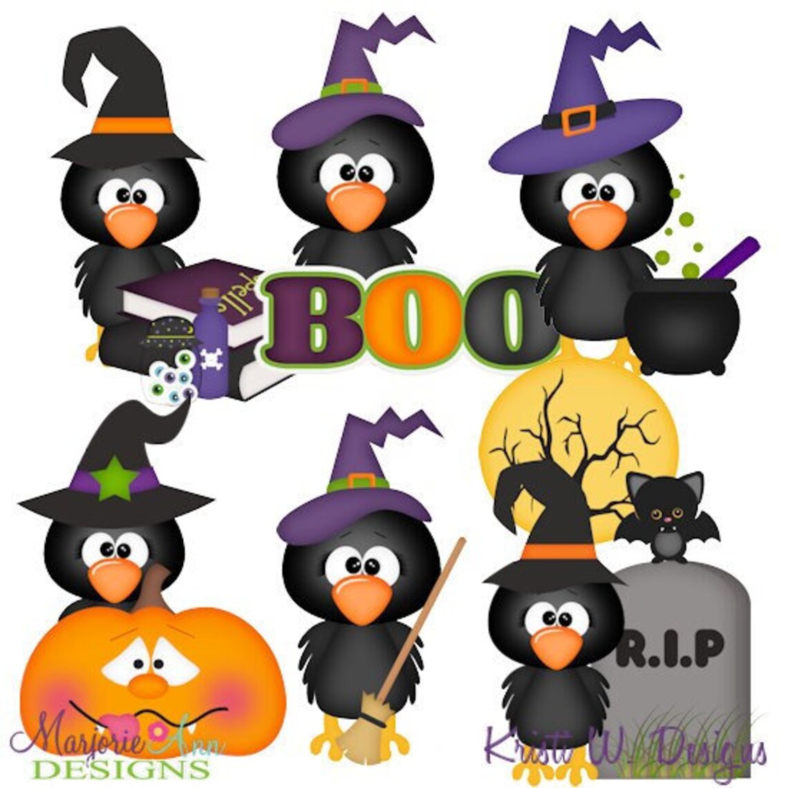 Halloween Crows Clipart-instant Download-digital Clipart-png - Etsy