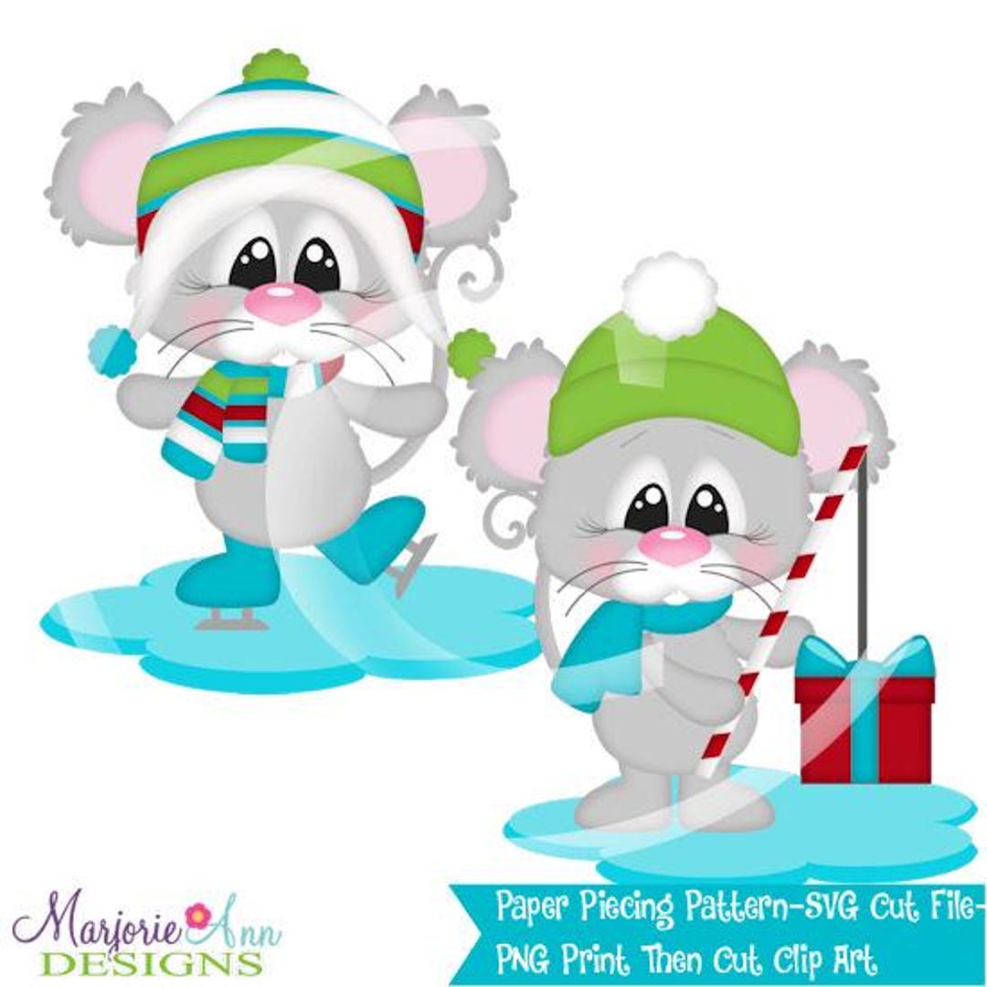 SVG Cut Files/paper Piecing/png Clip Art-holiday Mice Set 2-scrapbook ...