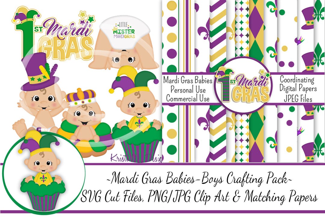 Mardi Gras Babies-boys Crafting Pack/svg Cutting Files/paper Piecing ...