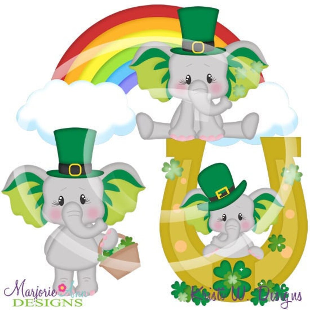 St Patricks Day Elephants Clip Art-instant Download-digital Clipart ...