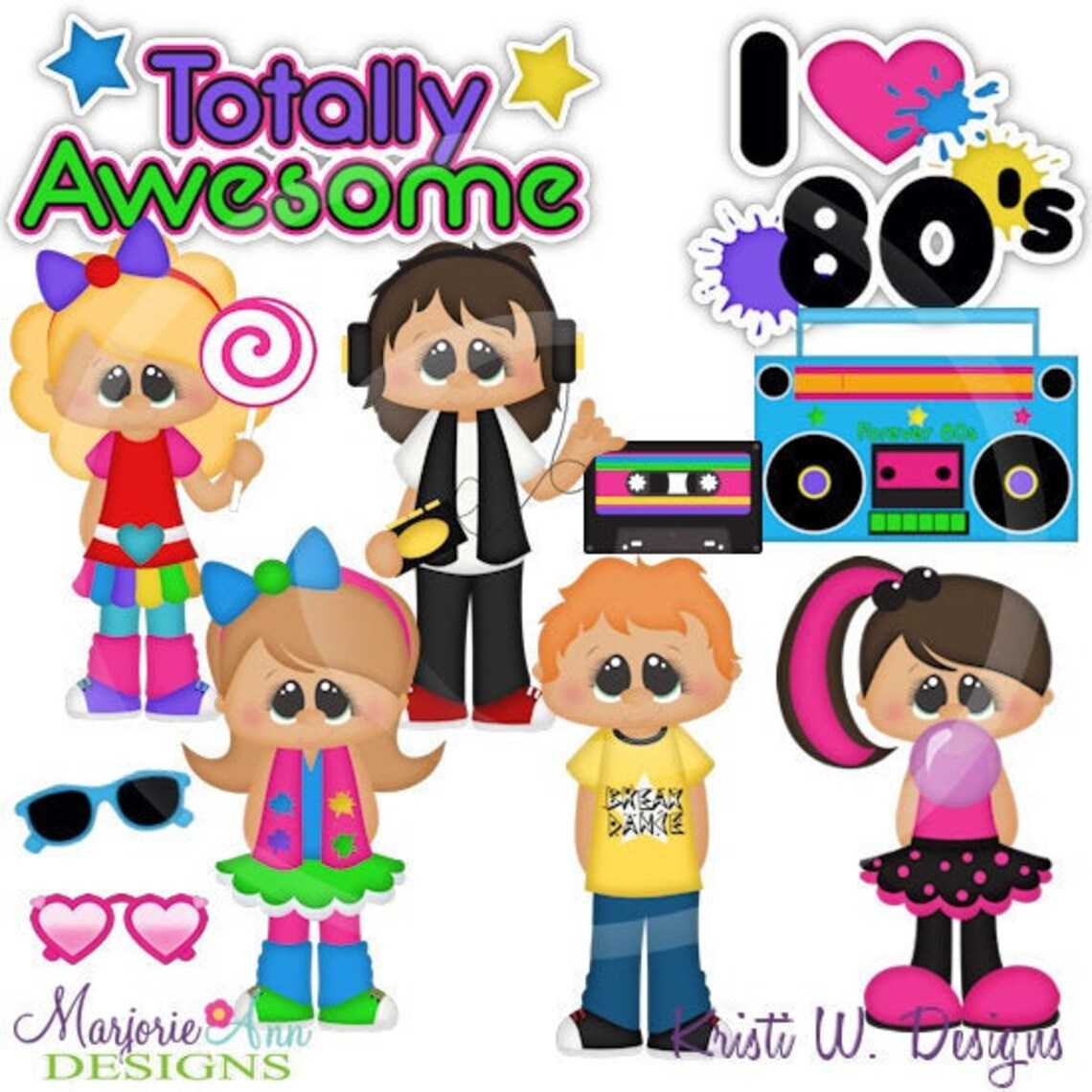 Awesome 80's Clip Art-digital Clipart-png Clip Art-digital - Etsy