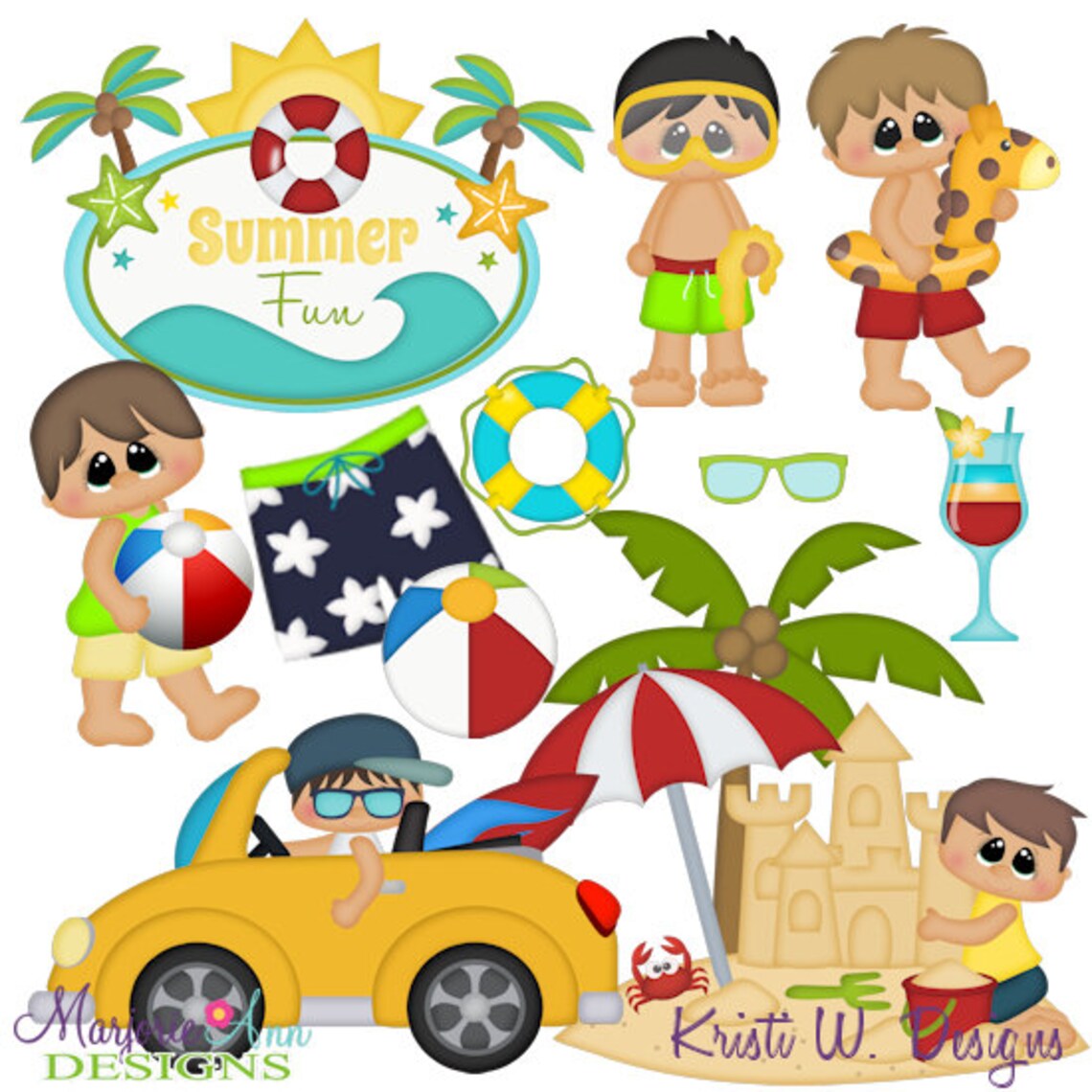 Day at the Beach Boys Clip Art-digital Clipart-png Clip - Etsy