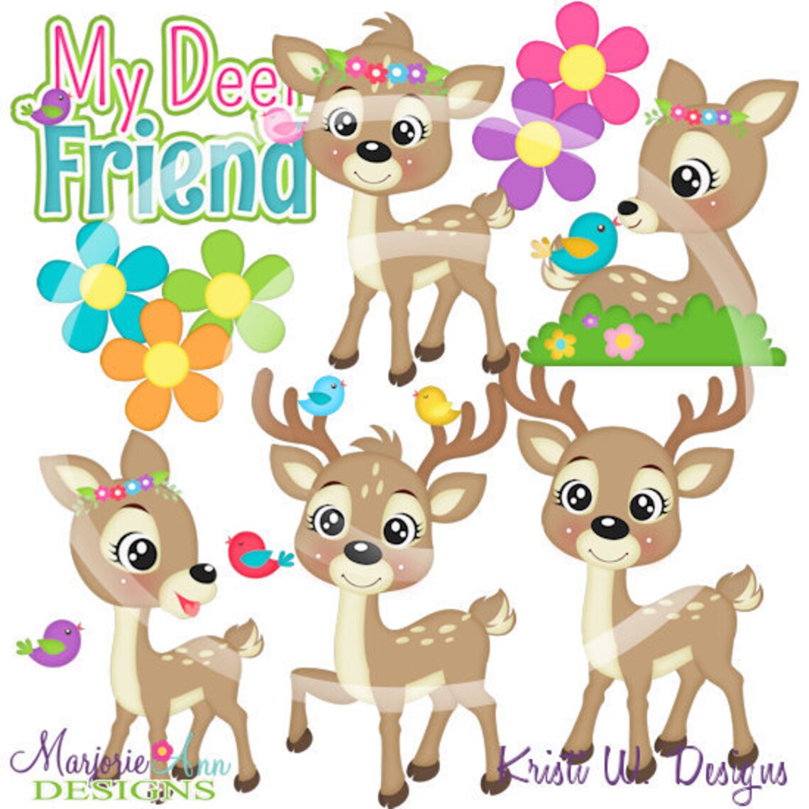 My Deer Friend Springtime Clip Art-digital Clipart-png Clip - Etsy