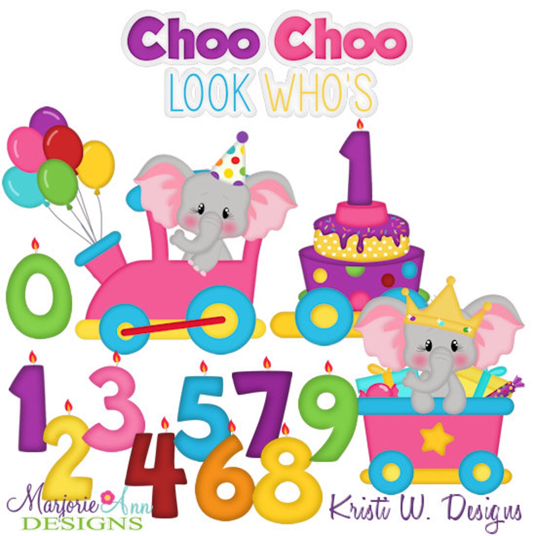 Elephant Birthday Train Clipart-instant Download-digital Clipart ...