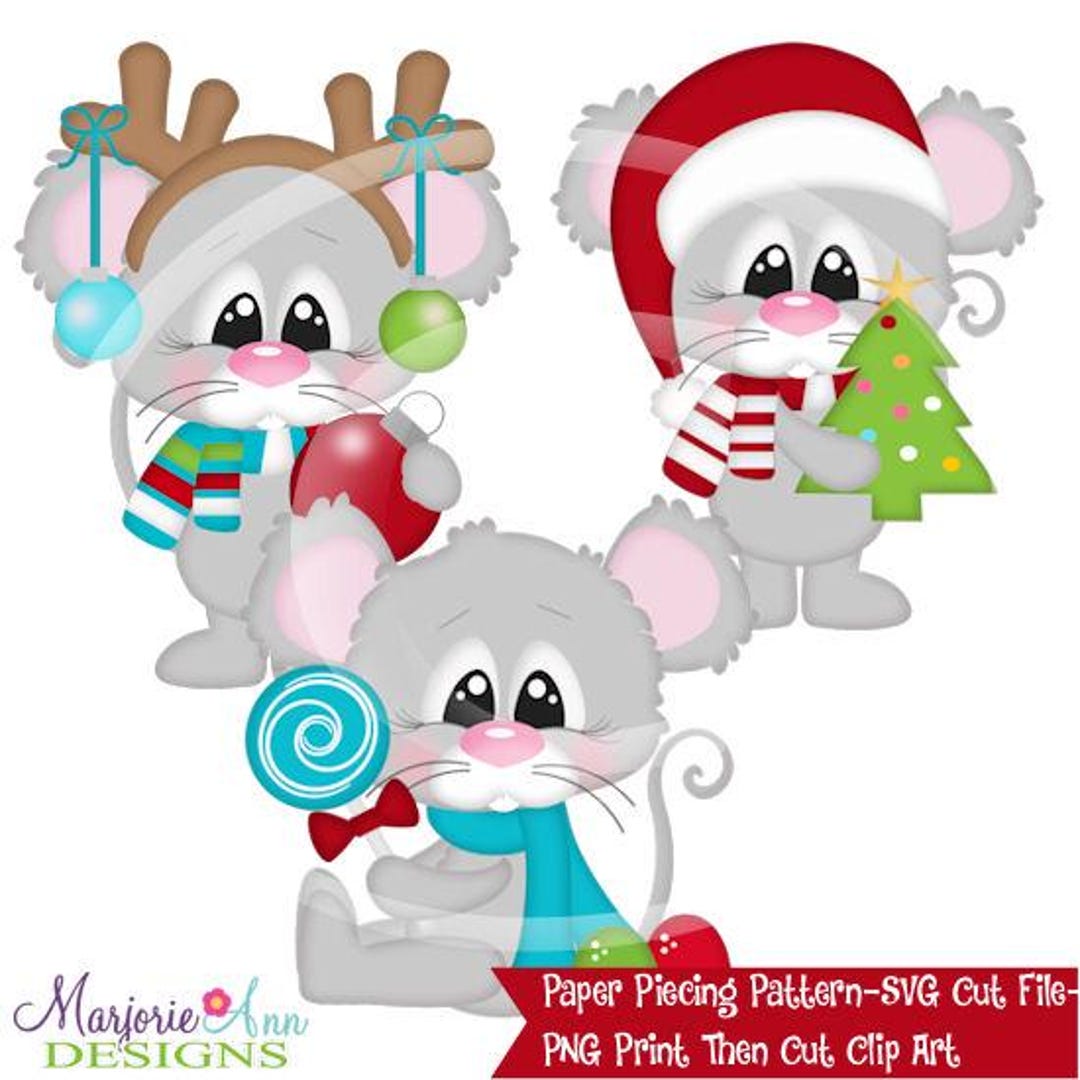 SVG Cut Files/paper Piecing/png Clip Art-holiday Mice Set 1-scrapbook ...