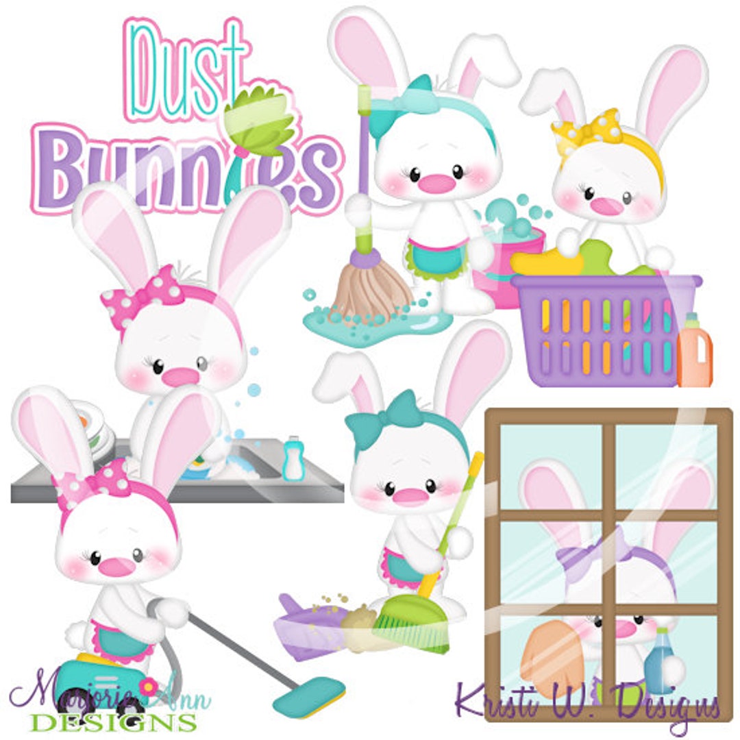 Cleaning Bunnies Clip Art-instant Download-digital Clipart-sublimation ...