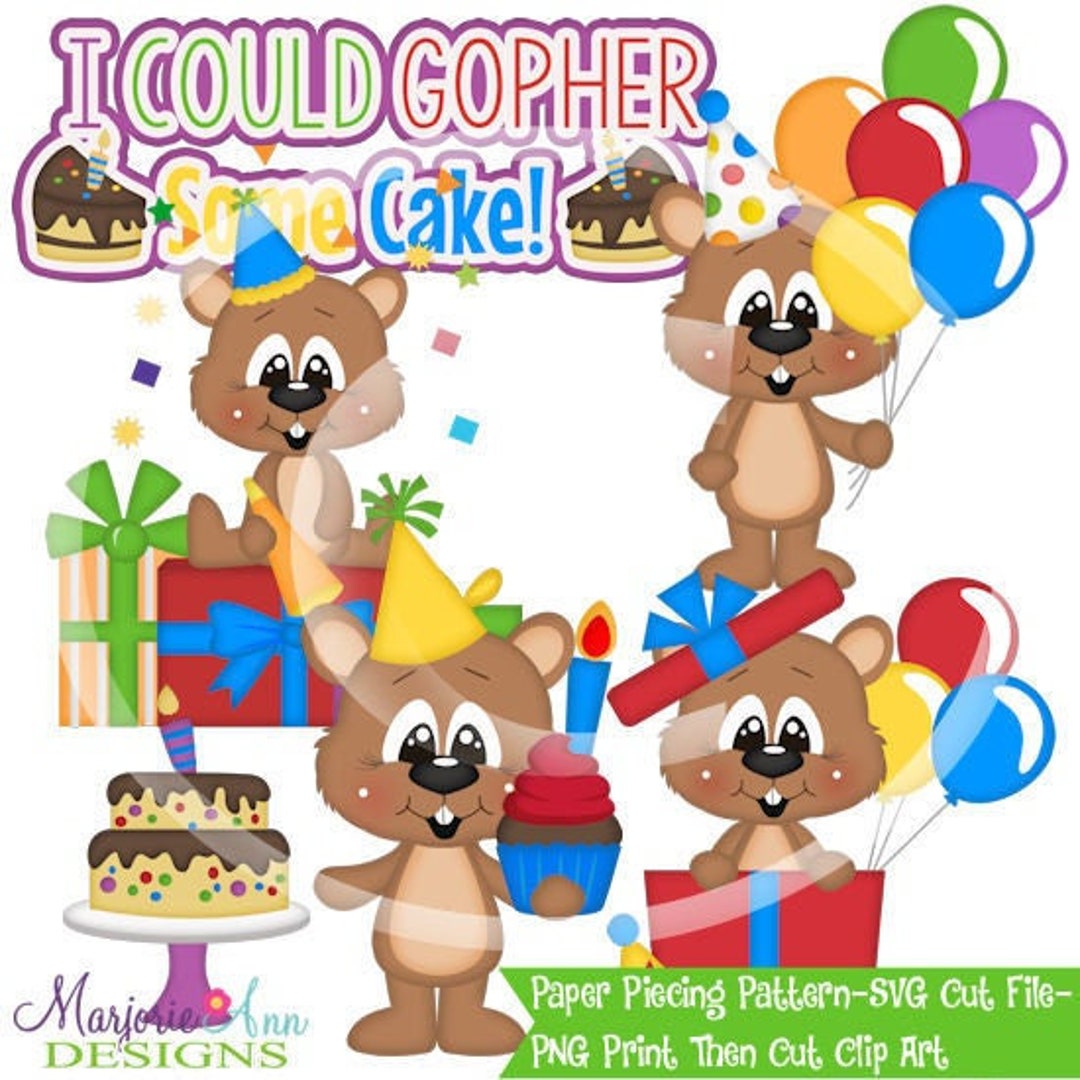SVG Cut Files/paper Piecing/png Clip Art-birthday Gophers-instant ...