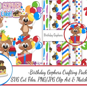 Birthday Gophers Crafting Pack/svg Cutting Files/paper Piecing/clipart ...