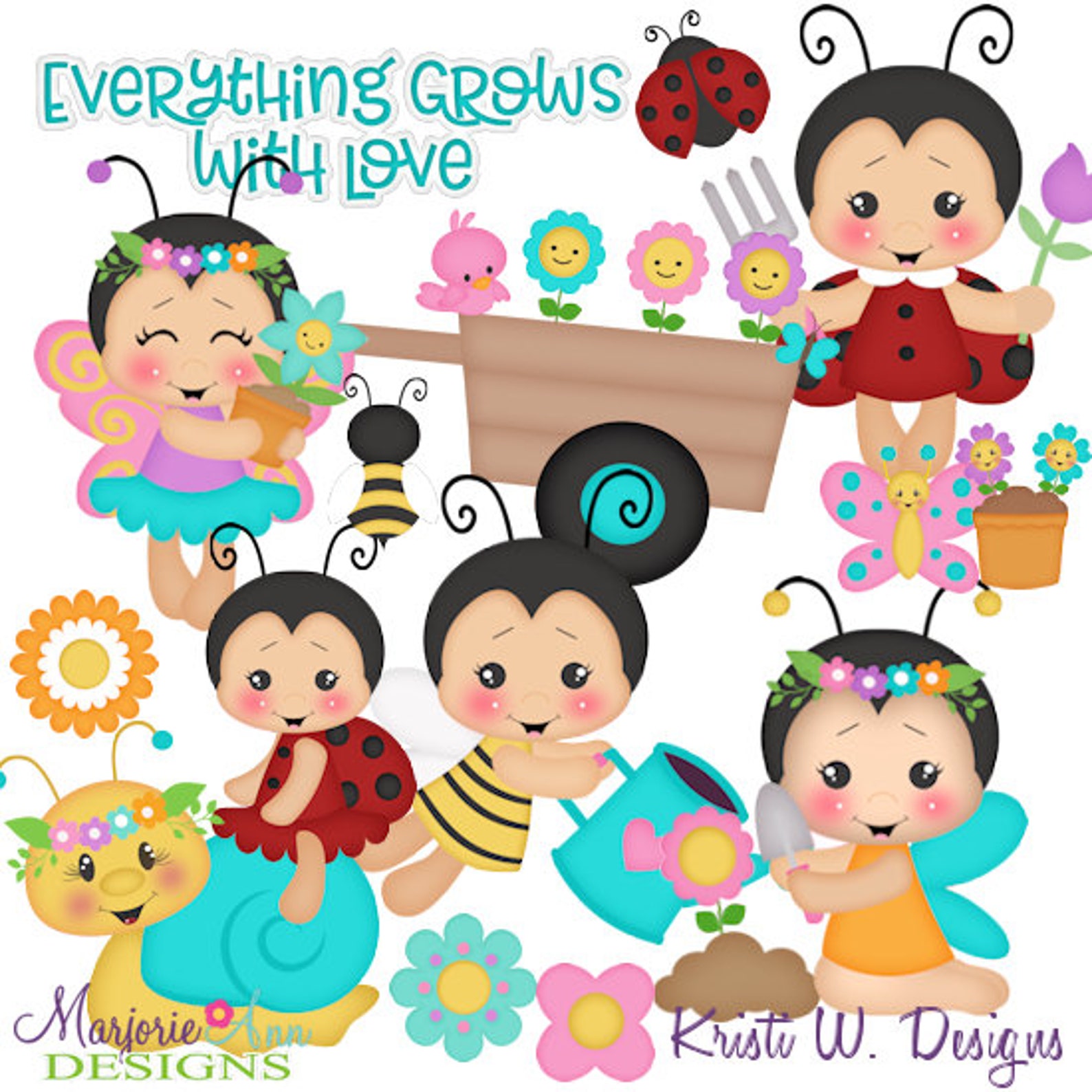 Garden Bugs Clipart-digital Clipart-png Clip Art-digital - Etsy