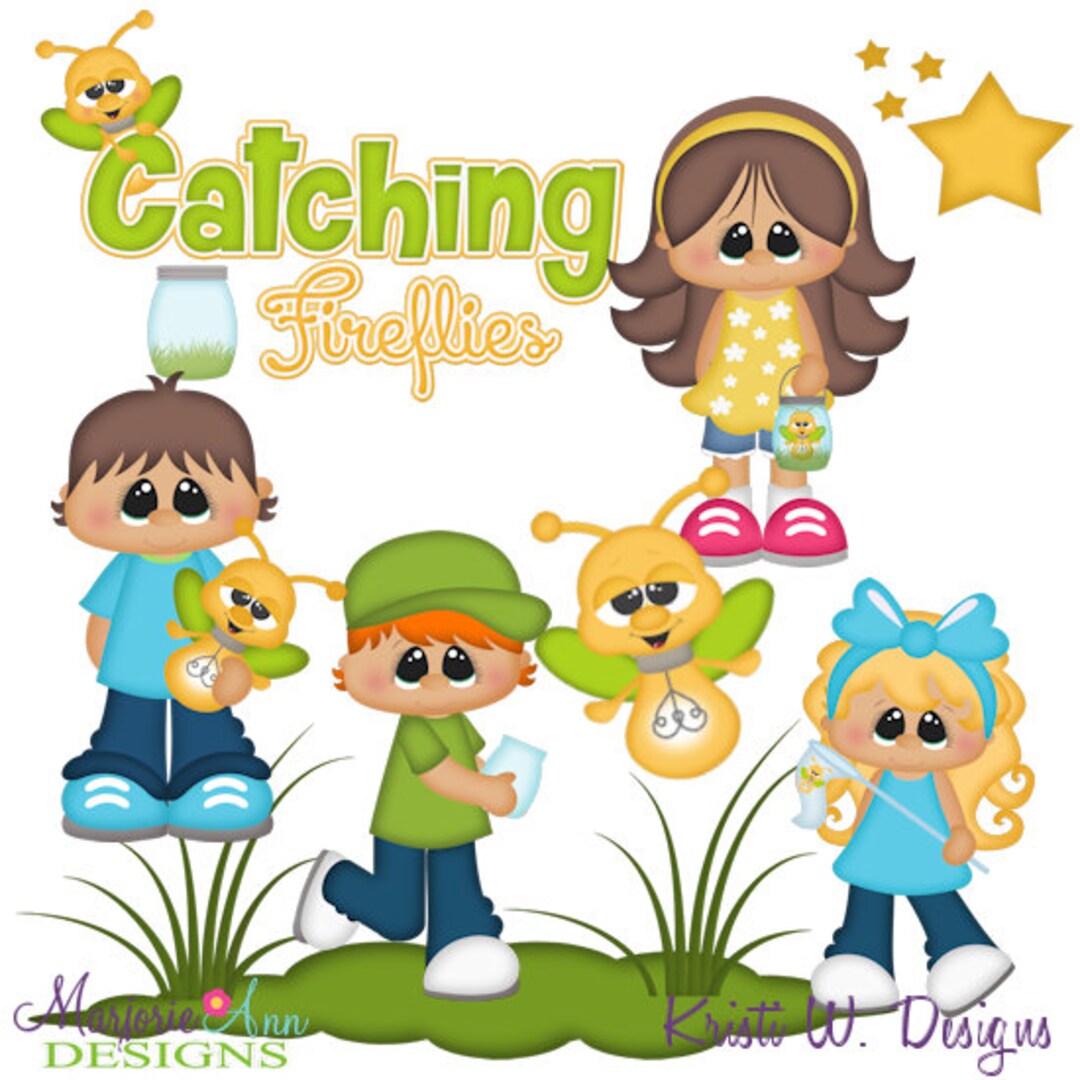 Catching Fireflies Clip Art-instant Download-digital Clipart Alphabet ...