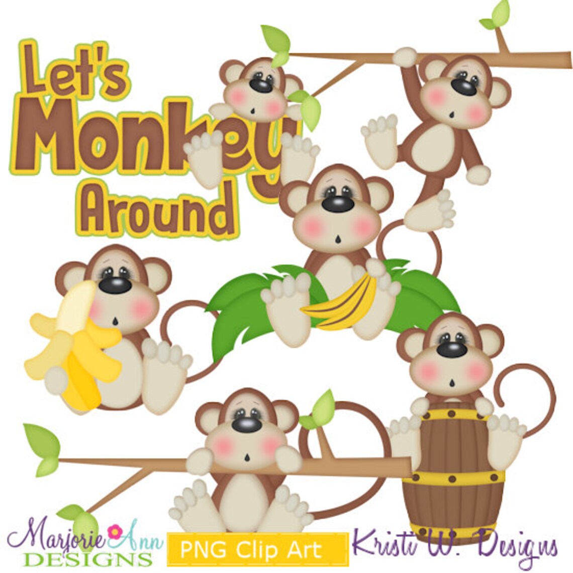 Let's Monkey Around EXCLUSIVE Clipart-instant - Etsy