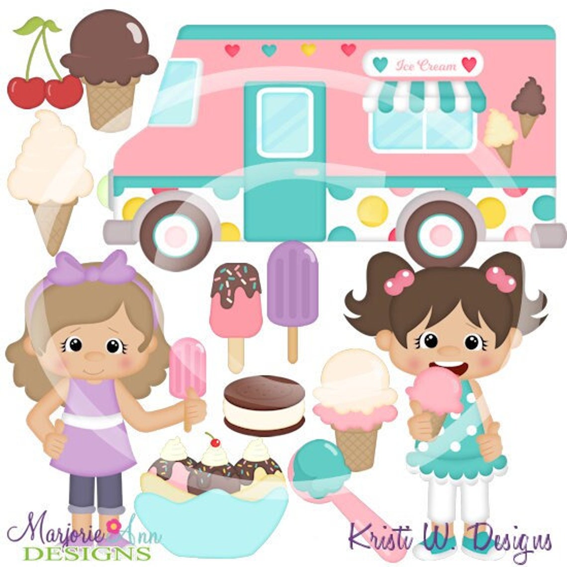 I Want Ice Cream Girls Clipart-digital Clipart-png Clip - Etsy