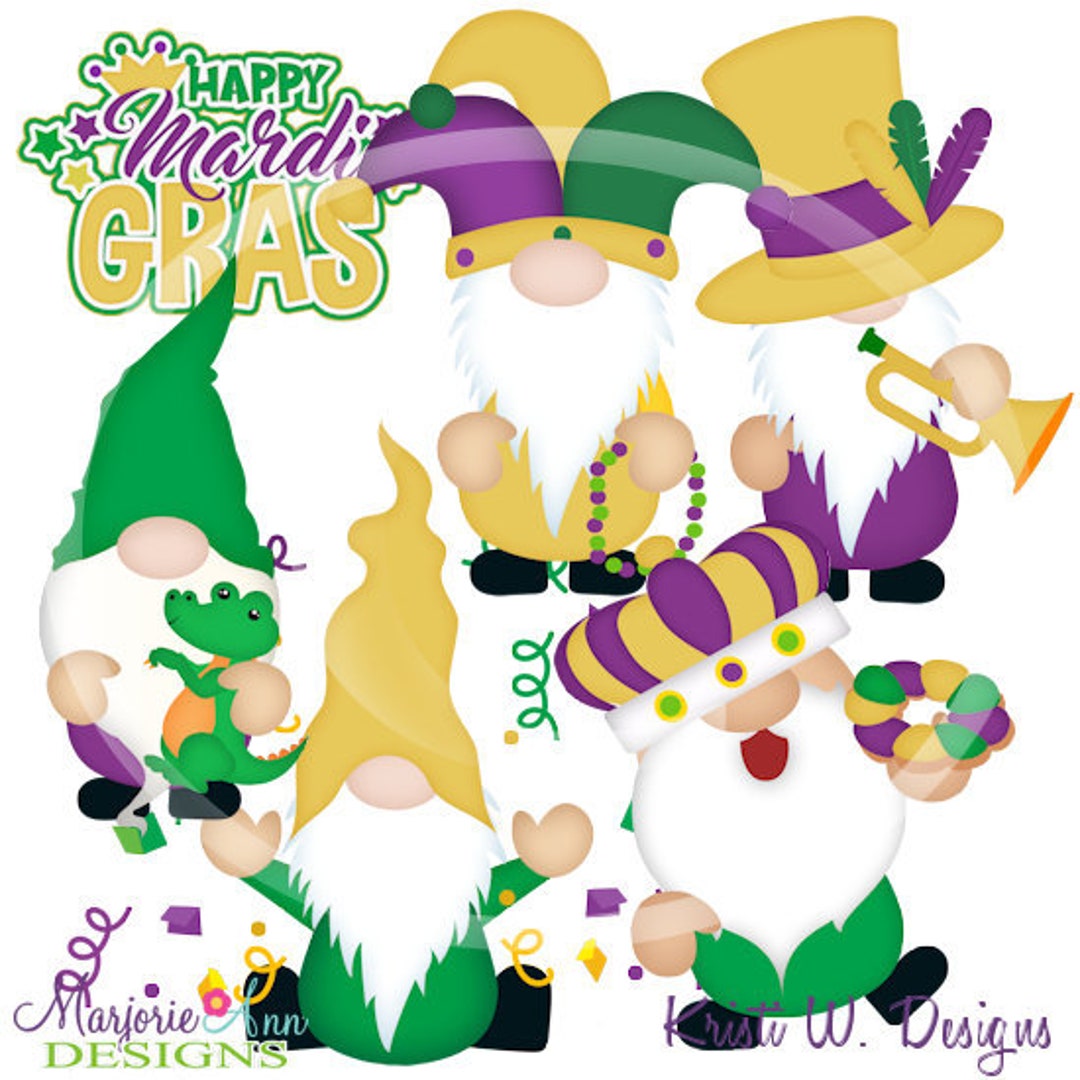 Digital Scrapbooking-mardi Gras Gnomes Clipart-instant Download-digital ...