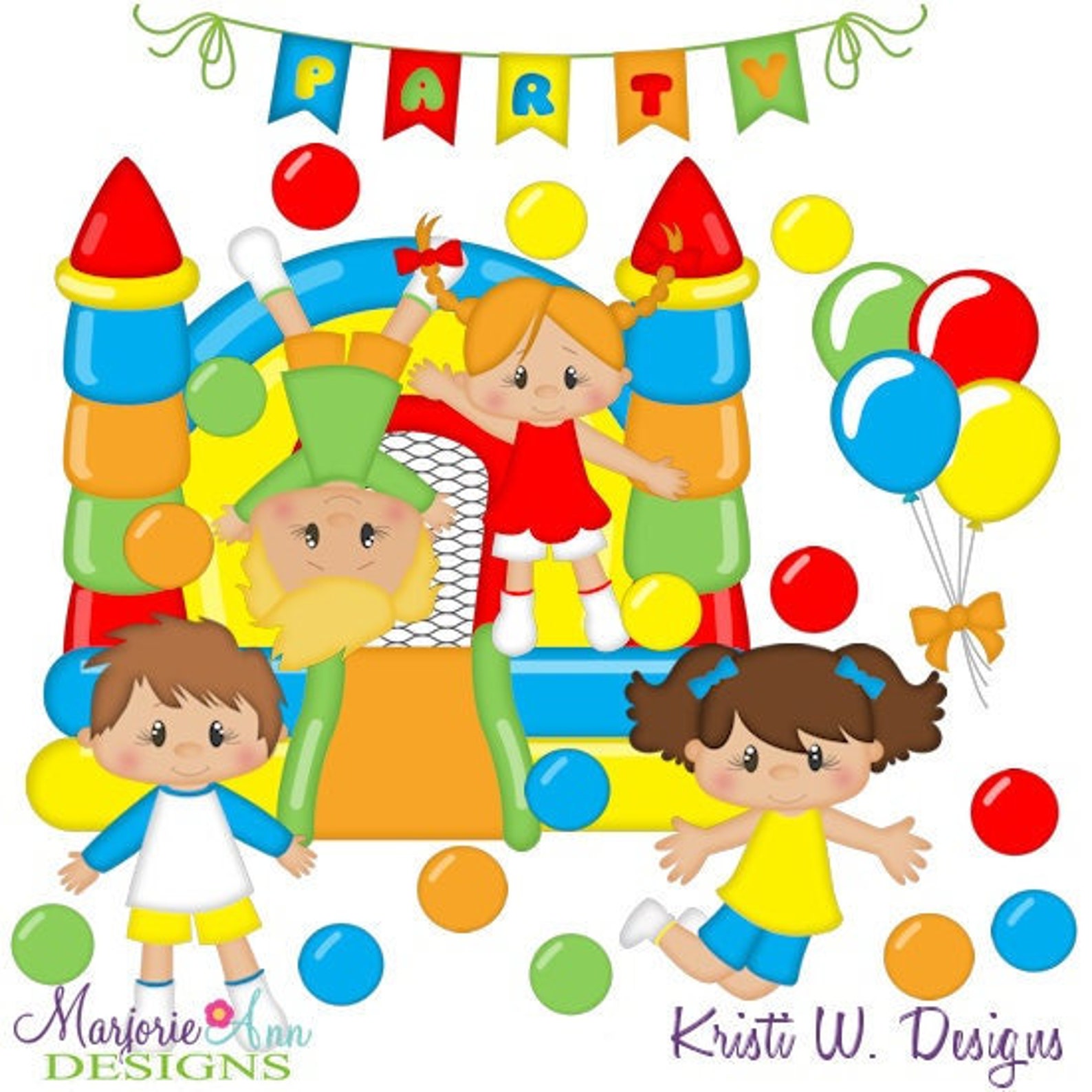 Bounce House Party Clip Art-instant Download-digital Clipart - Etsy