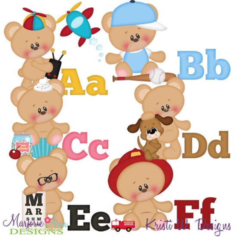 Alphabet Bears A-F Clip Art-digital Clipart-png Clip - Etsy