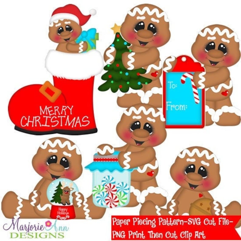 SVG Cut Files/paper Piecing-12 Gingers of Christmas Set 2-svg-clip Art ...