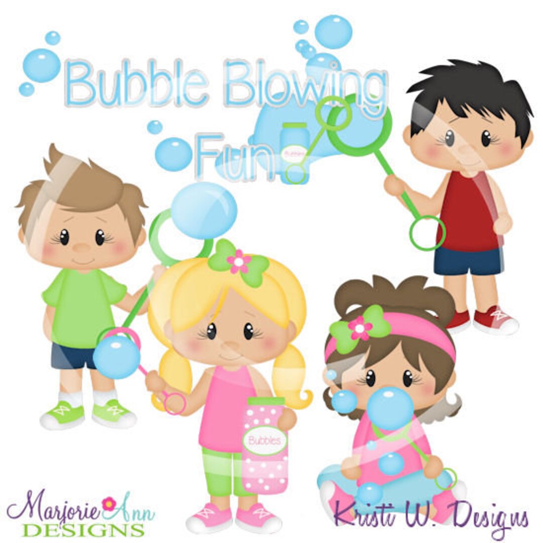 Bubble Blowing Friends Light Skin Clip Art-instant Download-digital ...