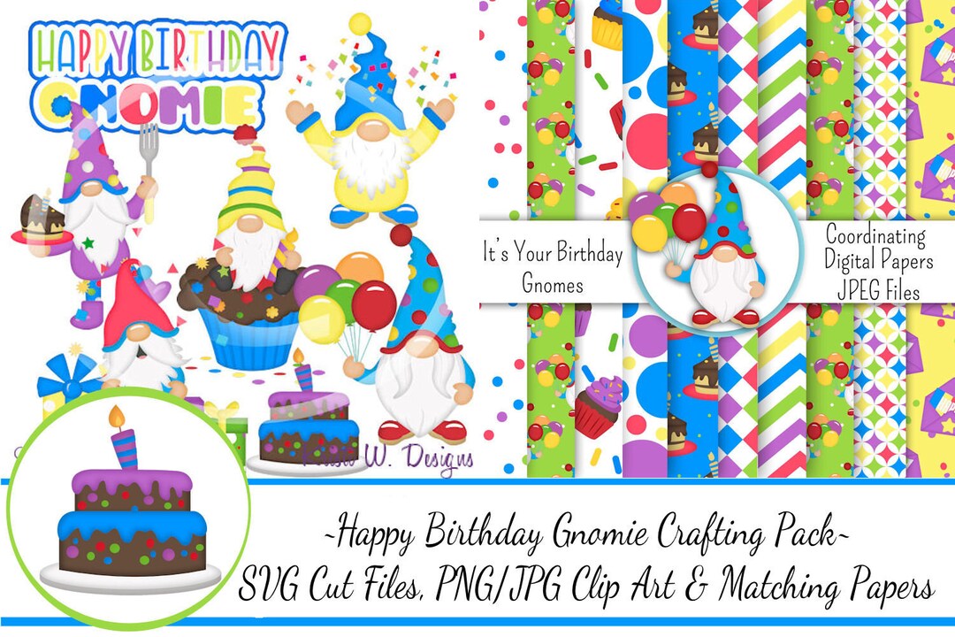 Happy Birthday Gnomes Crafting Pack/svg Cutting Files/paper Piecing ...