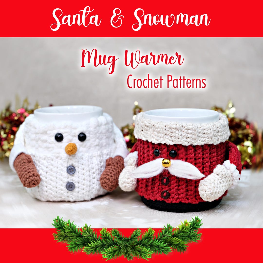 Santa Christmas Mug Crochet Pattern, Festive Mug Warmer Crochet Pattern ...