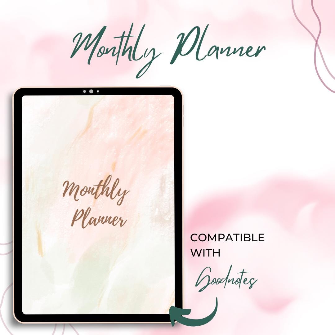 Monthly Planner Goodnotes Template | Monthly Planner Page | Monthly ...