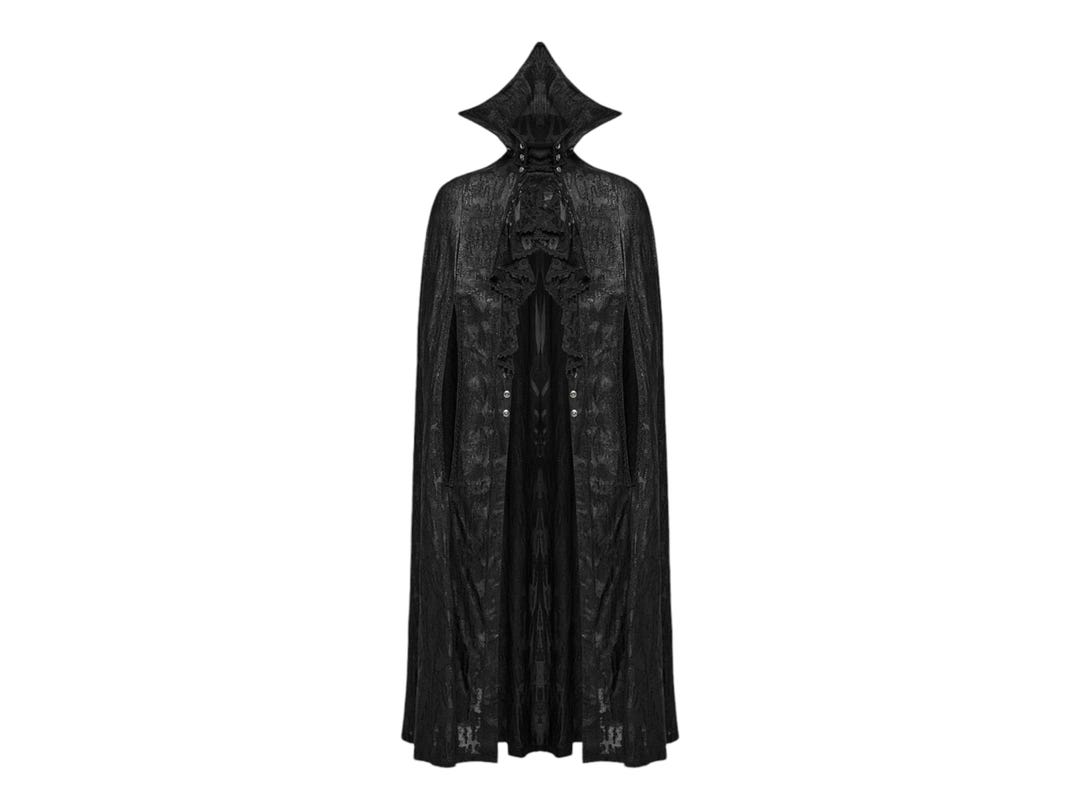 Mens Gothic Long Cloak Double-breasted Cape With Detachable Lace Ruffle ...