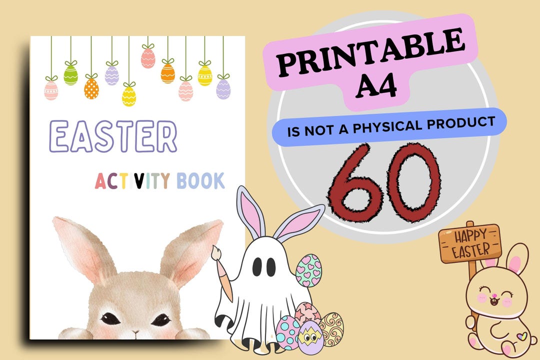 60 Easter Activity Book Printable, Coloring Pages, Kids Party Game ...