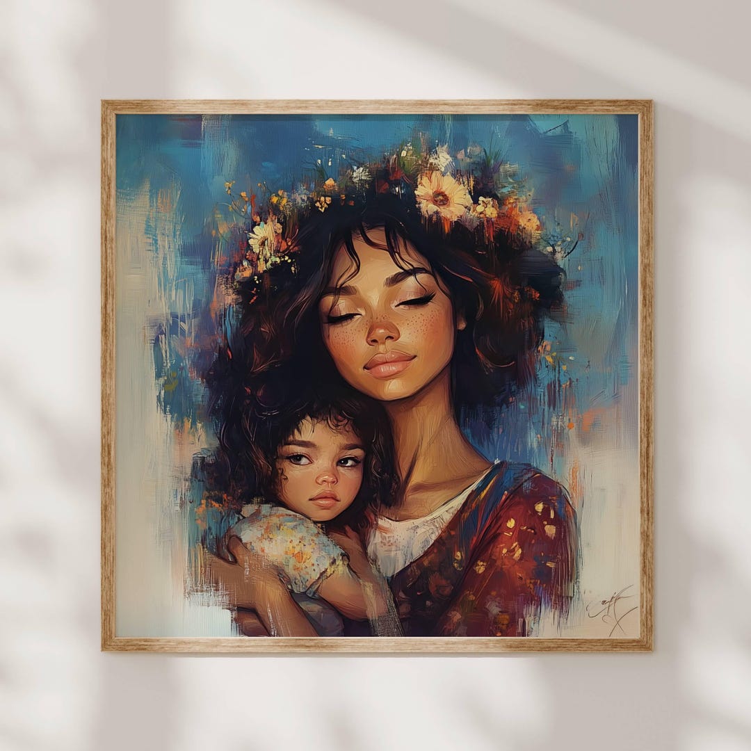 Mother and Child Art Print | JPG to Print at Home | Mother's Day Gift ...