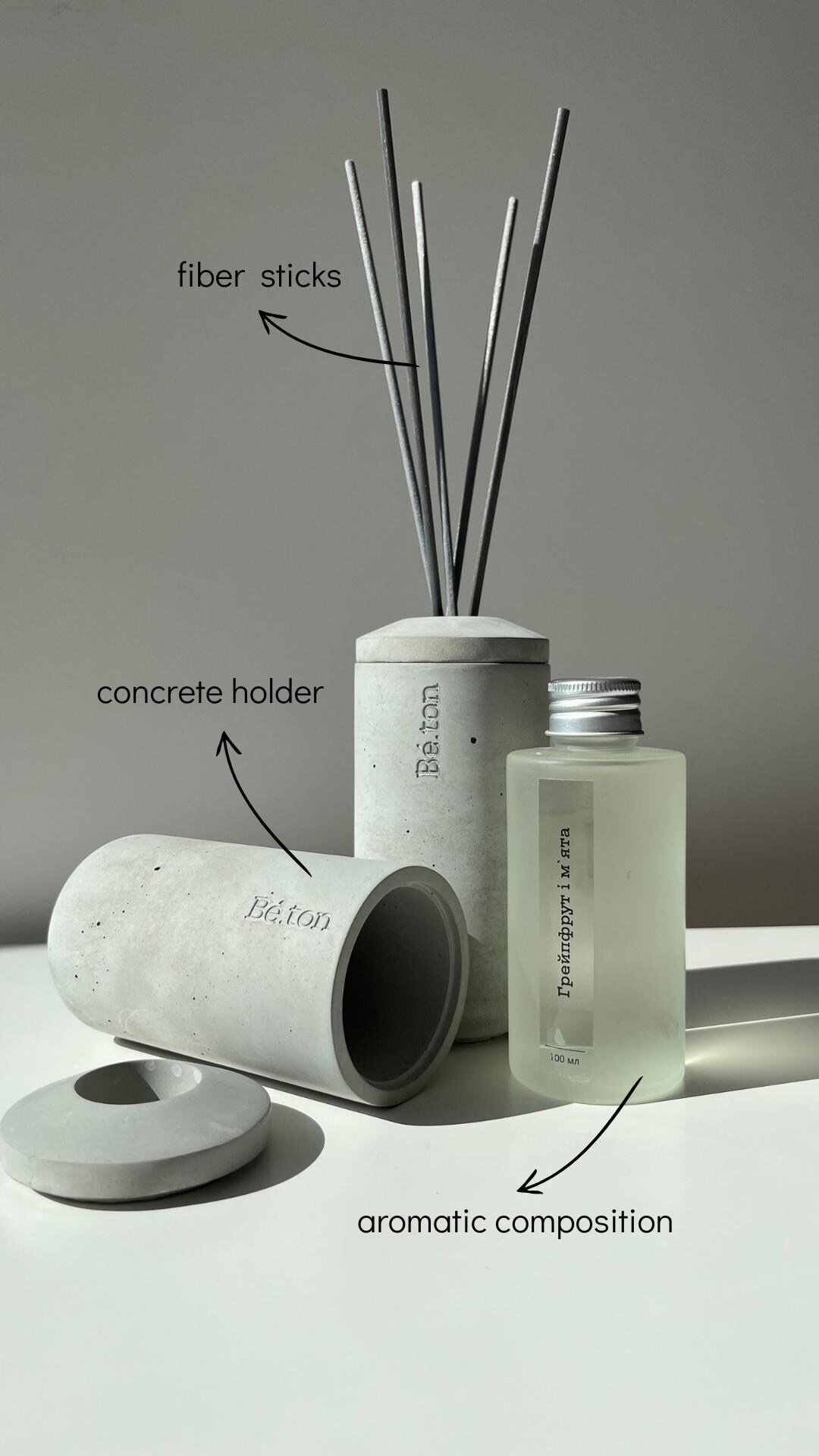 Gray Concrete Reed Diffuser | Natural Home Fragrance | Minimalist Decor ...