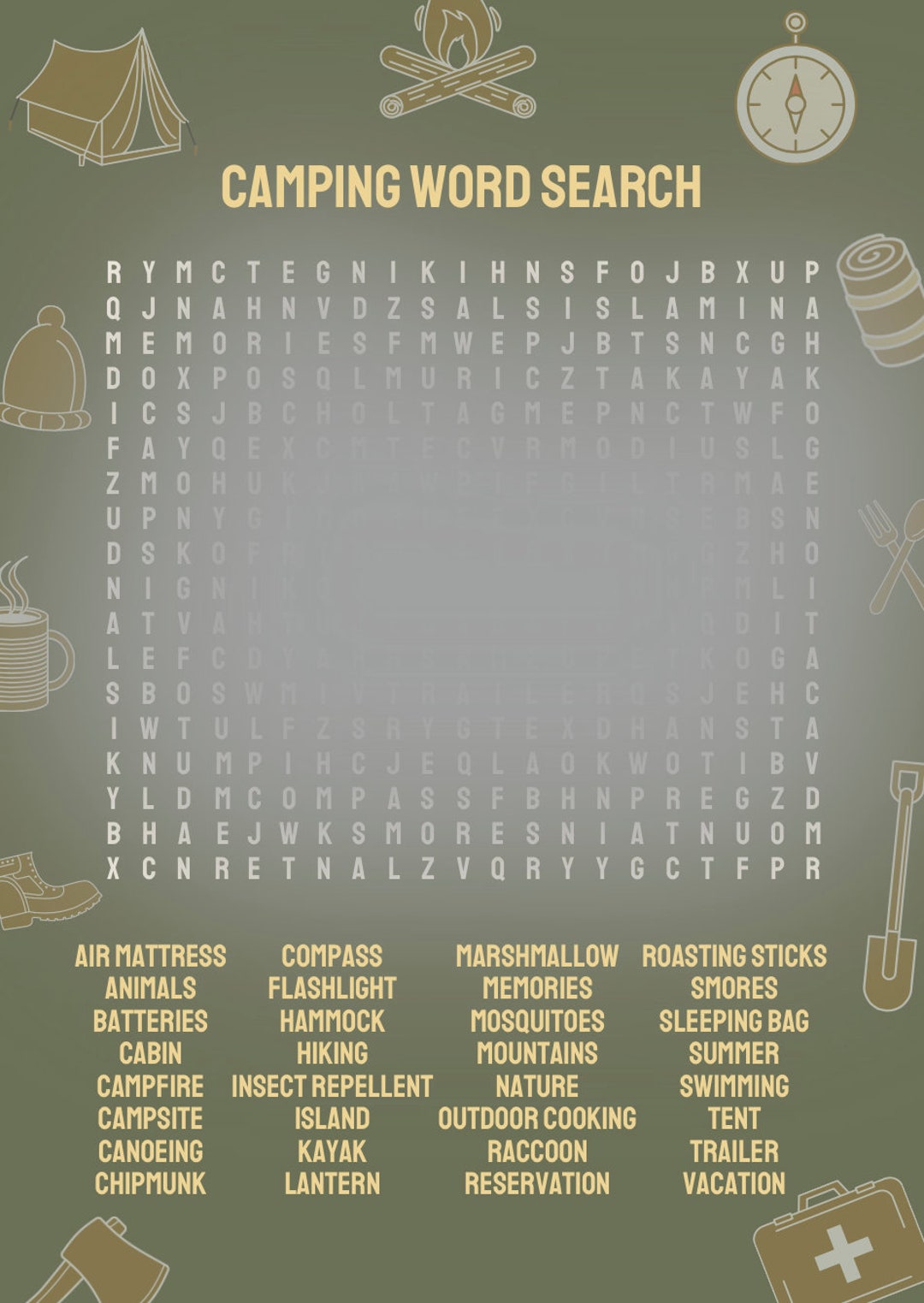 Camping Word Find Digital Download - Etsy