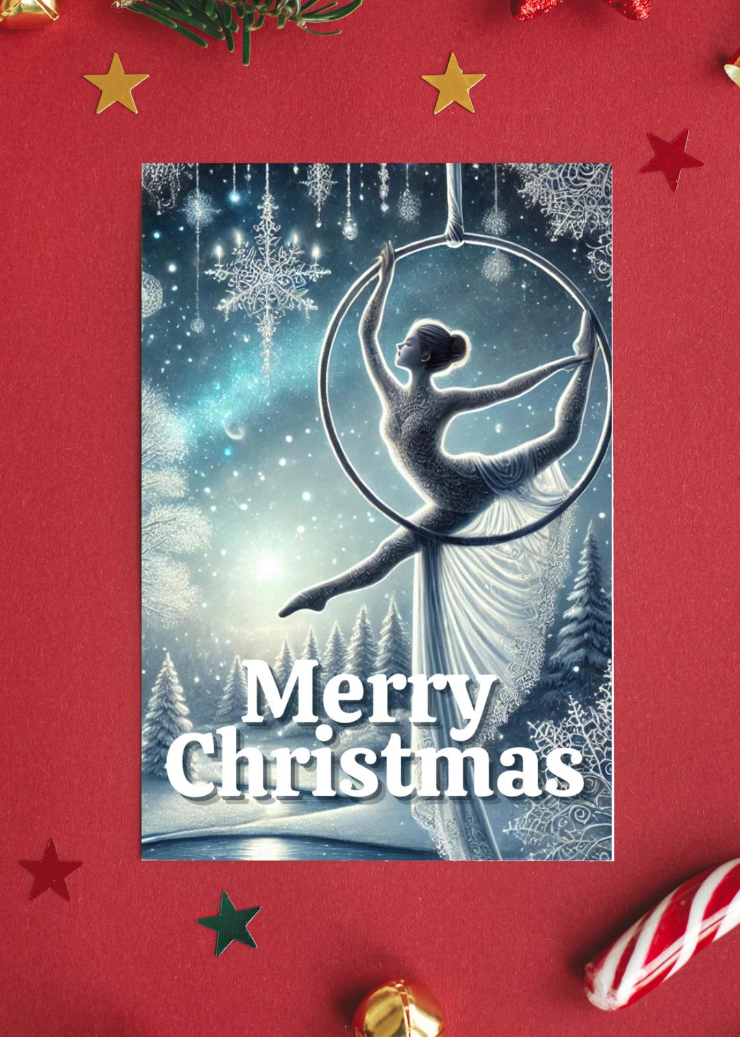 Printable Christmas Card, Aerial Hoop, Aerialist, Digital Download ...
