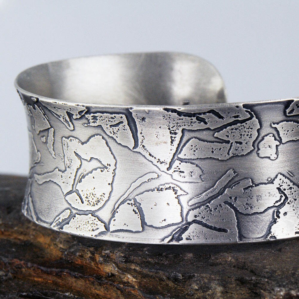 Eco Friendly Sterling Silver Cuff, Etched Sterling Silver Cuff ...