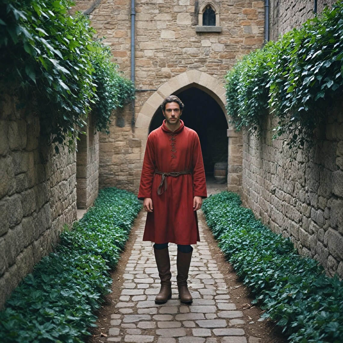 Red Medieval Tunic for Men Renaissance Peasant Vintage Robe Historical ...